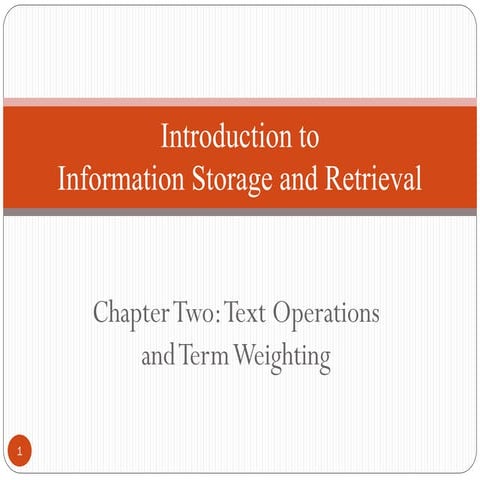 Chapter 2 Text Operation And Term Weighting Pdf