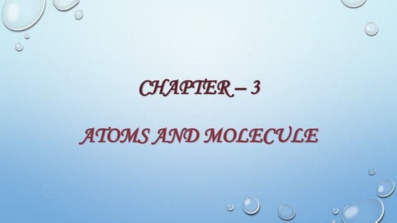 atoms and molecules | PPT | Chemistry | Science