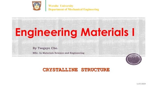 Crystal Structure, BCC ,FCC,HCP | PPTX