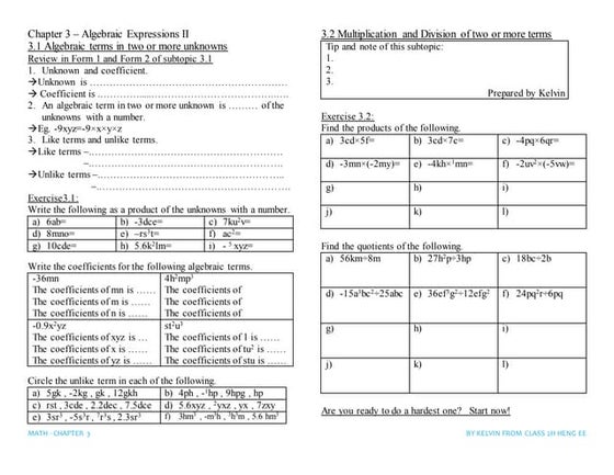 Mathematics Form 1-Chapter 1 Rational Numbers -Integers -Basic ...