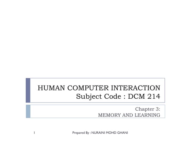 HCI 3e - Ch 12: Cognitive models | PPT