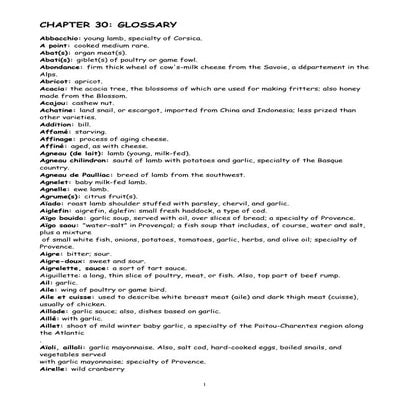 Chapter 30 glossary of culinary terms | DOC