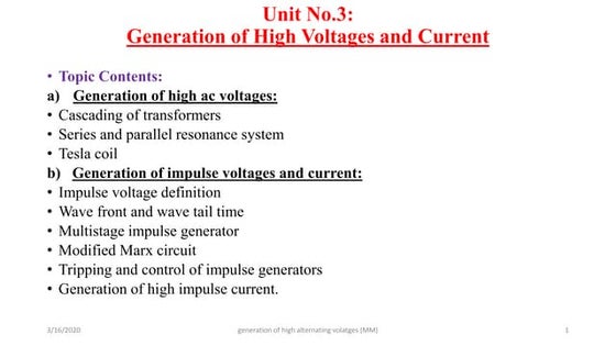 Generation of High D.C. Voltage (HVDC generation) | PPTX | Consumer Electronics | Technology ...