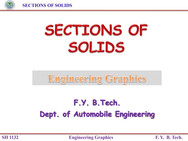 Section of solids - ENGINEERING DRAWING/GRAPHICS | PPT