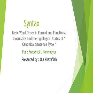 Basic Word Order’ in Formal and Functional Linguistics and the ...