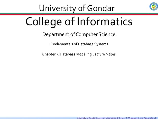 Chapter 3 Database Modeling Short Slide Pdf