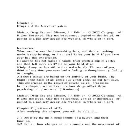 Chapter 3Drugs and the Nervous SystemMaisto, Drug Use and | DOCX