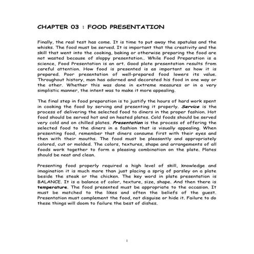 Chapter 3 food presentation | DOC