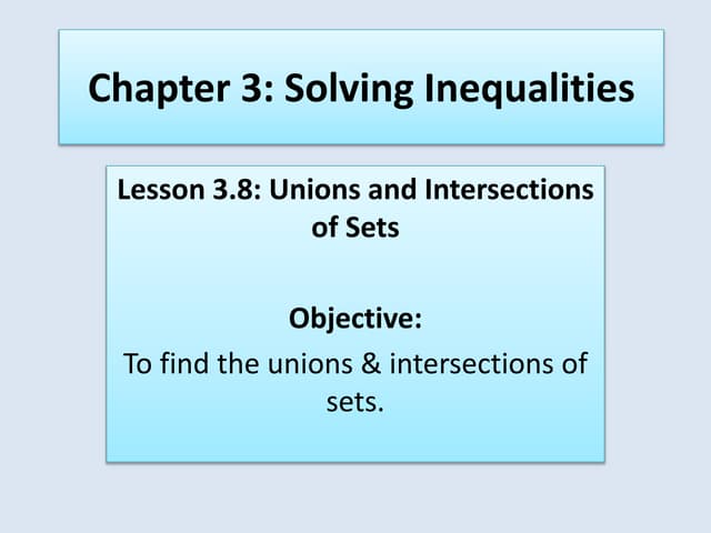 Union & Intersection of Sets | PPTX
