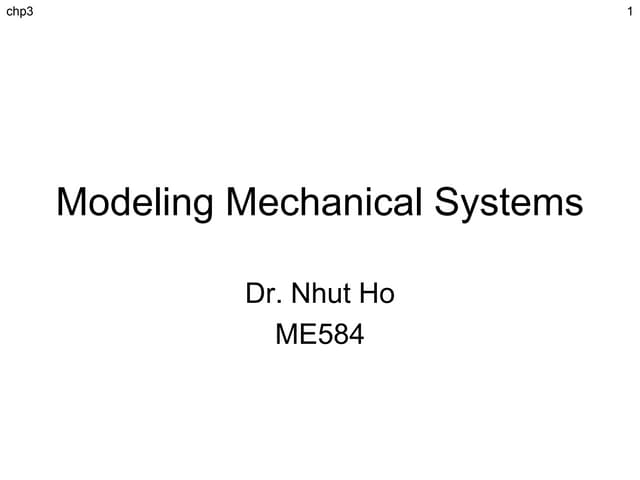 modeling of MECHANICAL system (translational), Basic Elements Modeling-Spring(K), Damper(D ...