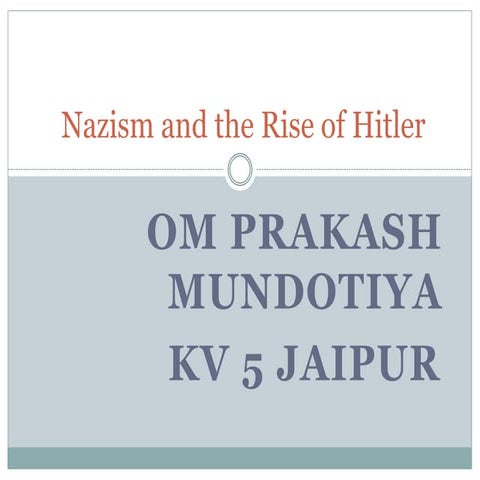 Nazism and the rise of hitler PPT for class 9 CBSE | PPTX