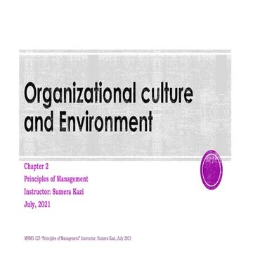 Chapter 3 organizational culture and environment | PDF
