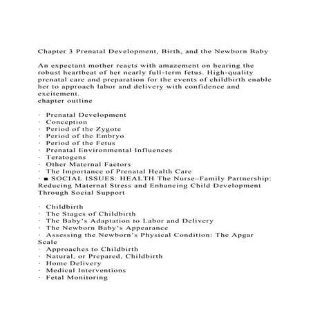 Chapter 3 Prenatal Development, Birth, and the Newborn BabyA.docx