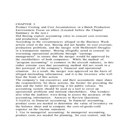 CHAPTER 3Product Costing and Cost Accumulation in a Batch Pr | DOCX