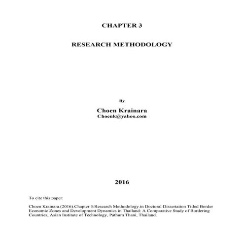 Chapter 3: Research Methodology of Dissertation Titled Titled Border ...