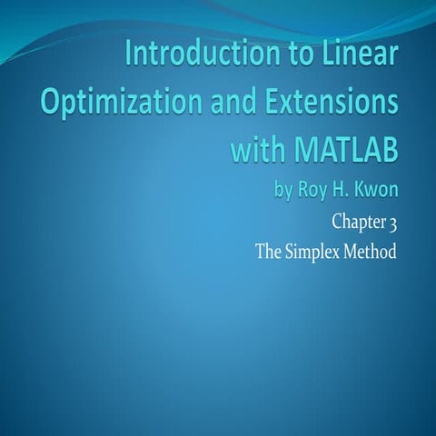 intro to linear optimization and extensions | PPT