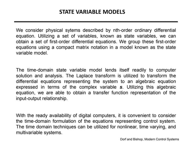 Chapter3statevariablemodelsppt Physics Science
