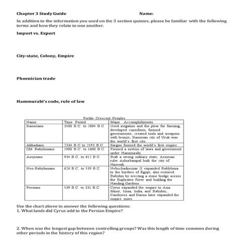 Chapter 3 study guide | DOCX
