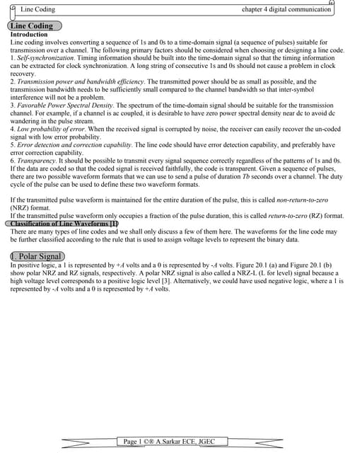 Polar-NRZ & Polar-RZ encoding schemes | PDF