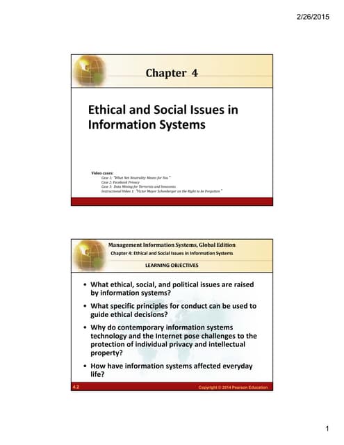 Chapter 4 ethical and social issues in information systems | PDF | Internet | Computing