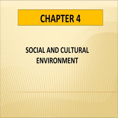 Chapter 4 - Social and Cultural Environment | PPT