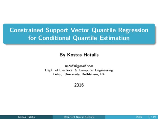 Constrained Support Vector Quantile Regression For Conditional Quantile