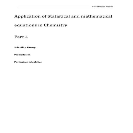 Application of Statistical and mathematical equations in Chemistry Part ...