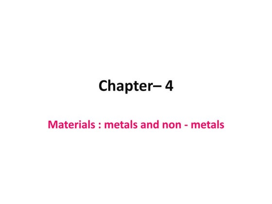 Metals and Non metals - Activities with solution | class X | PPTX