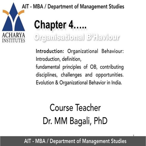 Chapter 4..... OB Introduction and Management | PDF