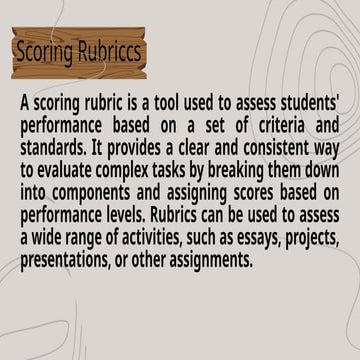 The Power of Scoring Rubrics: Enhancing Student Learning | PPTX