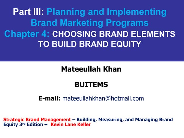 CHOOSING BRAND ELEMENTS | PPT