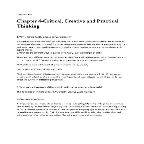 Chapter 4 critical, creative and practical thinking | DOCX