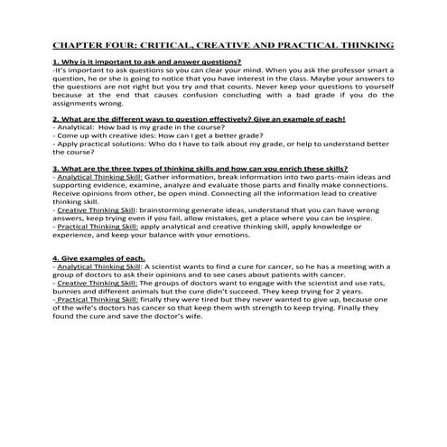 Chapter Four: Critical Thinking | PDF