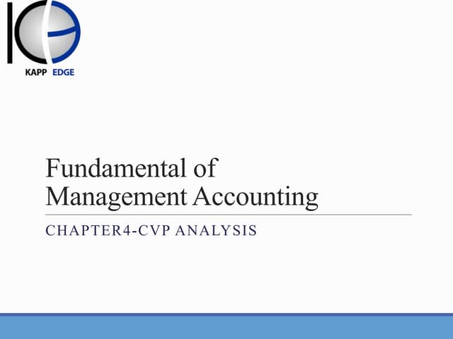 Cost volume profit analysis. | PPT