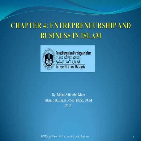 Chapter 4 : Entrepreneurship and Islamic Business | PPTX