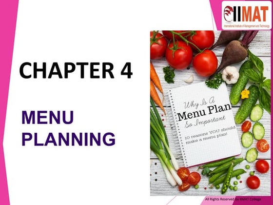 FACTORS AFFECTING MENU DESIGN AND PLANNING | PPT