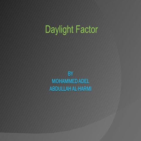 GreenStudio - Chapter 4 2 1 Daylight Factor | PPT