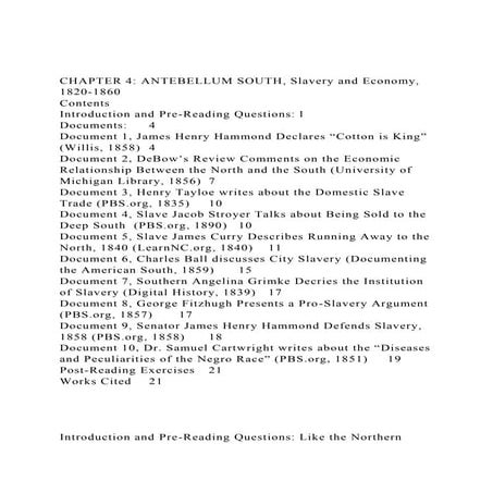 CHAPTER 4 ANTEBELLUM SOUTH, Slavery and Economy, 1820-1860Con.docx
