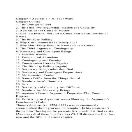 Chapter 4 Aquinas’s First Four WaysChapter Outline1. The Conce.docx