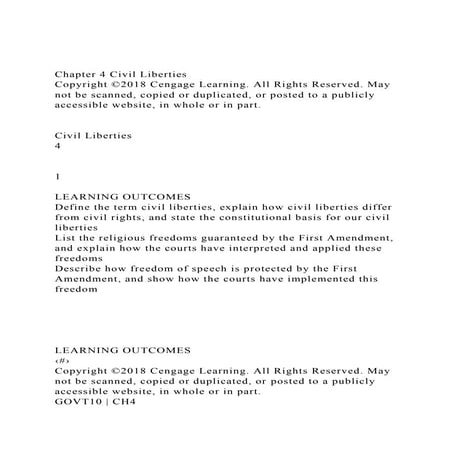 Chapter 4 Civil LibertiesCopyright ©2018 Cengage Learning. All.docx ...