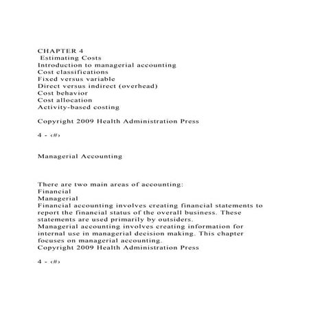 CHAPTER 4 Estimating CostsIntroduction to managerial account.docx