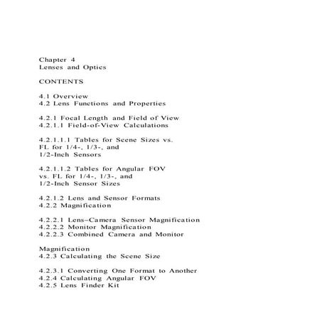 Chapter 4Lenses and OpticsCONTENTS4.1 Overview4.2 | DOCX | Photography ...