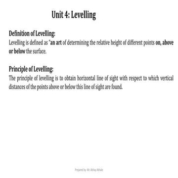 Chapter 4 Levelling | PPT