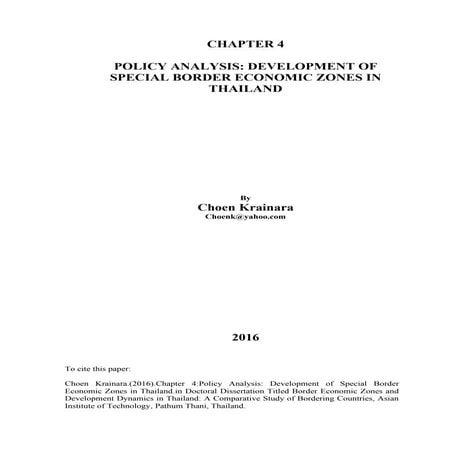 Chapter 4: Policy Analysis: Development of Special Border Economic ...