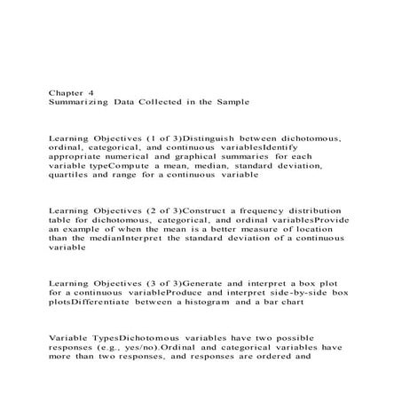 Chapter 4Summarizing Data Collected in the Sample | DOCX