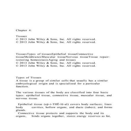 Chapter 4 Tissues© 2013 John Wiley & Sons, Inc. Al | PDF