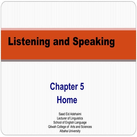 Chapter 5 Home (Interactions 1 Listening and Speaking) | PPTX