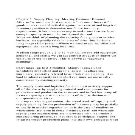 Chapter 5. Supply Planning Meeting Customer DemandAfter we’ve m.docx