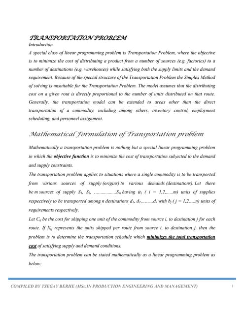 North West Corner Method | PPT | Logistics | Business