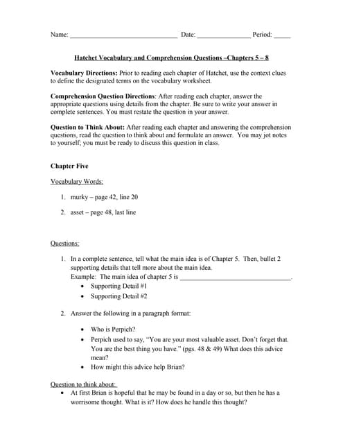 Chapters 9 12 questions and vocab | DOCX | Books and Literature